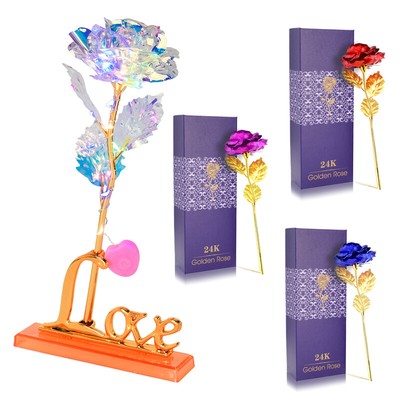 Handmade Rose Gold Flower Dipped Real Gold Plated 24k Gold Foil Rose ...