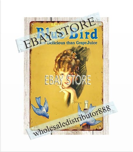 Blue Bird Grape Juice metal tin sign nostalgic garage shop artwork ...