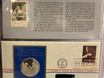 21 Sterling Silver Medallic Coins First Day Covers Postmasters of ...