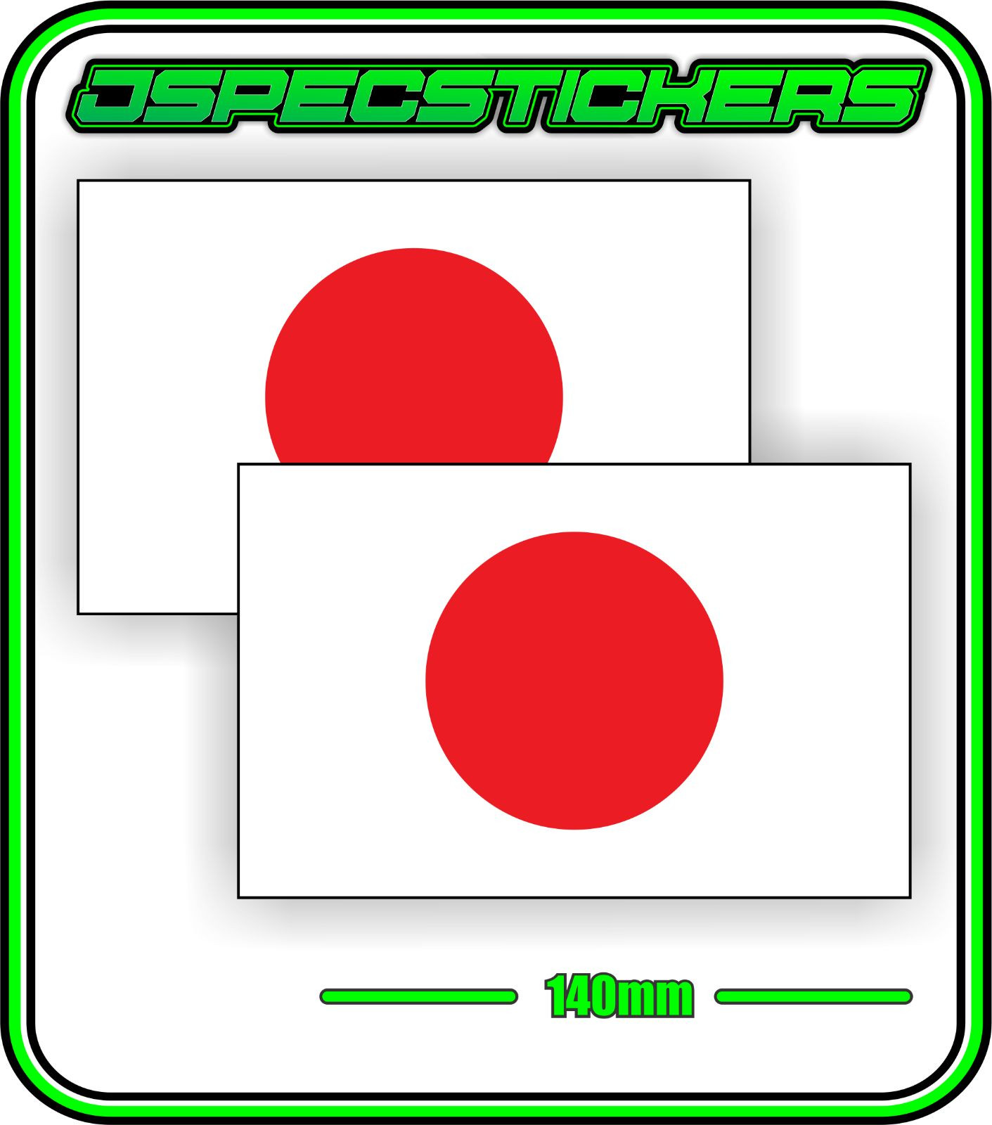 JAPAN JAPANESE FLAG STICKER VINYL DECAL COUNTRY WINDOW BUMPER x2 140mm ...