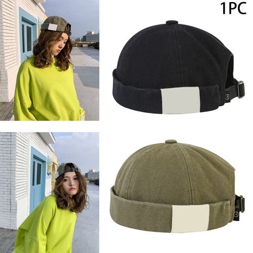 Men Women Adjustable Strap Docker Cap Daily Fashion Warm Brimless Hat ...