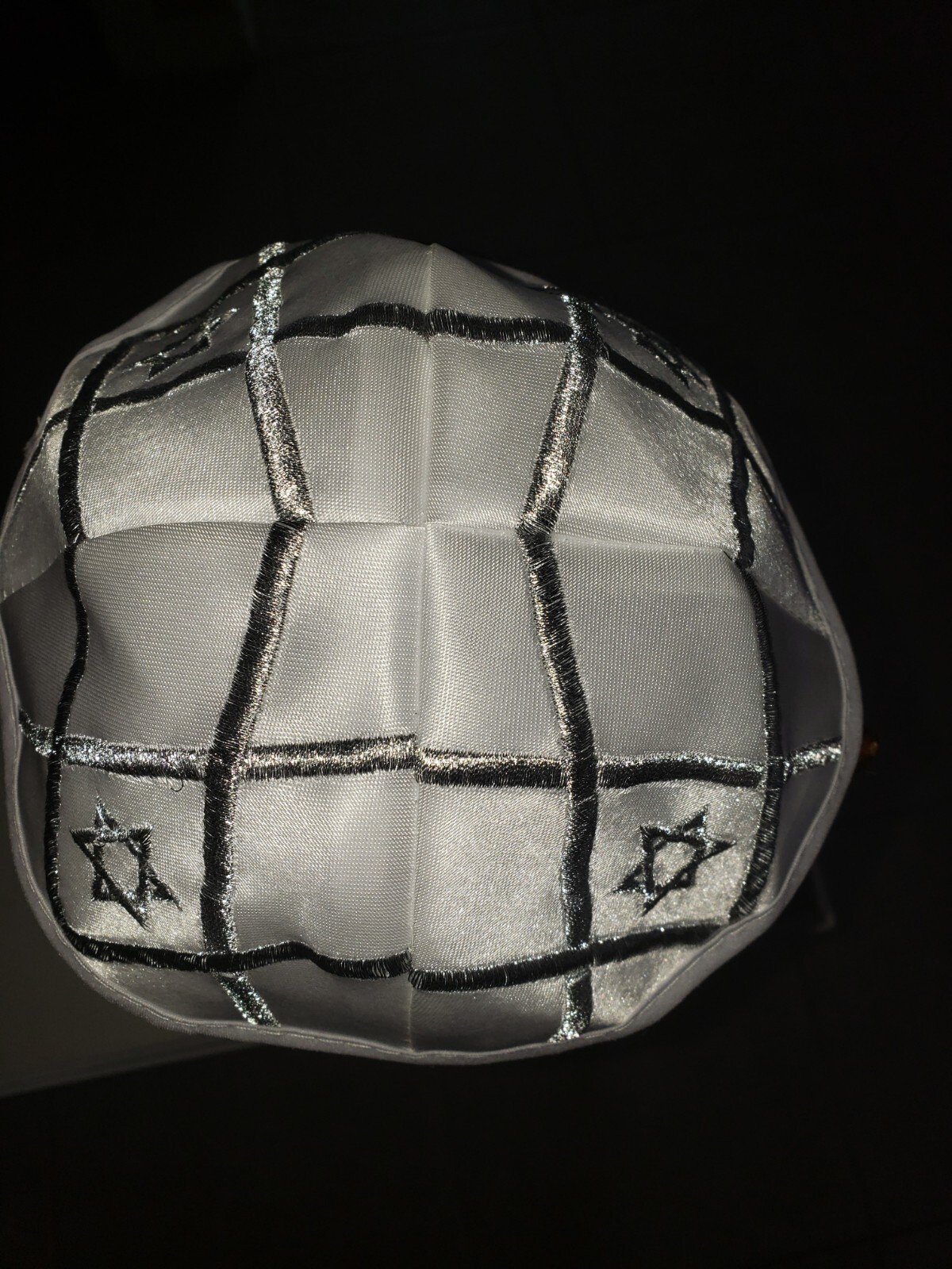 Kippah White Silk Yarmulke with Embroidered Silver Star of David | eBay