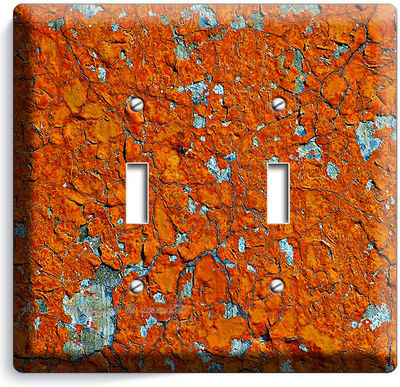 RUSTIC CRACKED RUST RUSTED DOUBLE LIGHT SWITCH WALL PLATE COVER HOME ...
