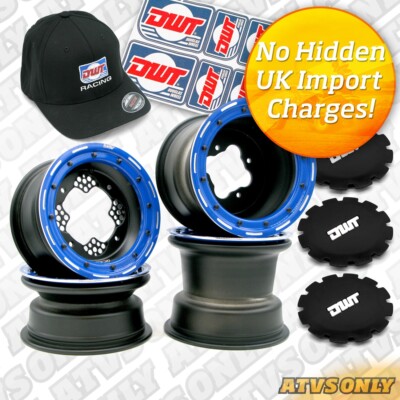 DWT CHAMPION IN A BOX KIT BLACK 10x5 BLUE BEADLOCK 8x8 CB-3 FOR YFZ450R ...