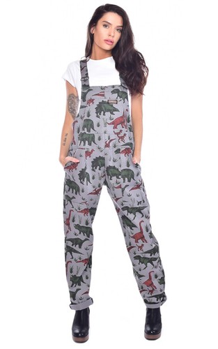 Run And Fly Adventure Dinosaur Grey Stretch Twill Baggy Dungarees ...