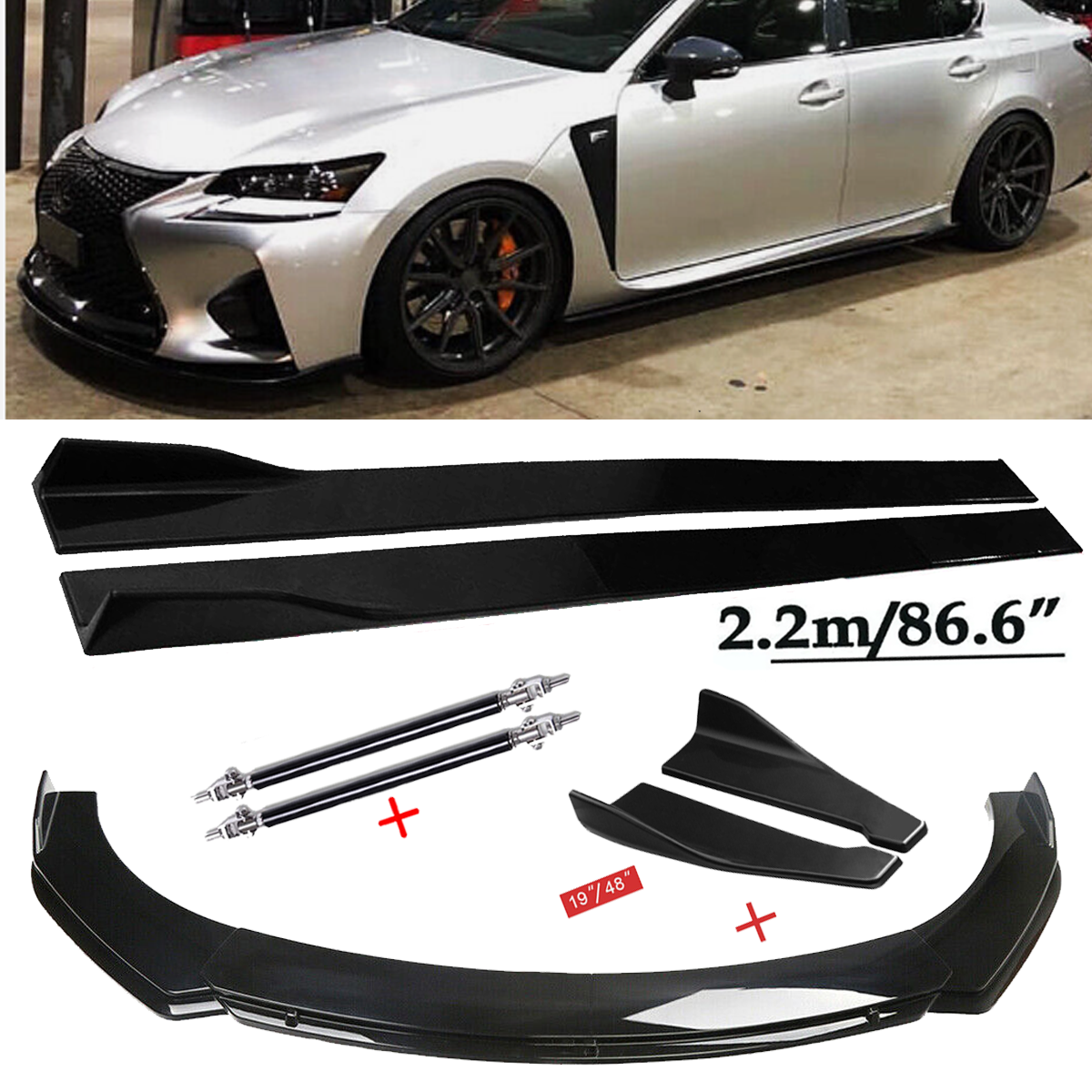 For Lexus IS F IS200t IS250 IS300 Front Bumper Lip Spoiler Side Skirts ...