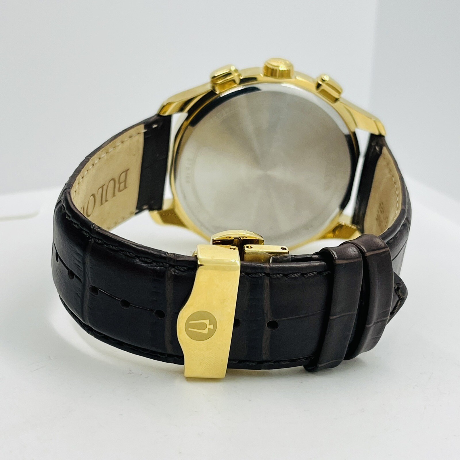 Bulova Men's Wilton Chronograph Gold Steel Leather 46mm Steel Watch ...