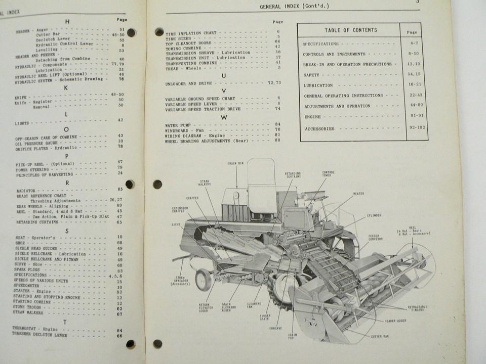 Vintage Oliver 545 Combine Operators Manual Maintenance Trouble ...