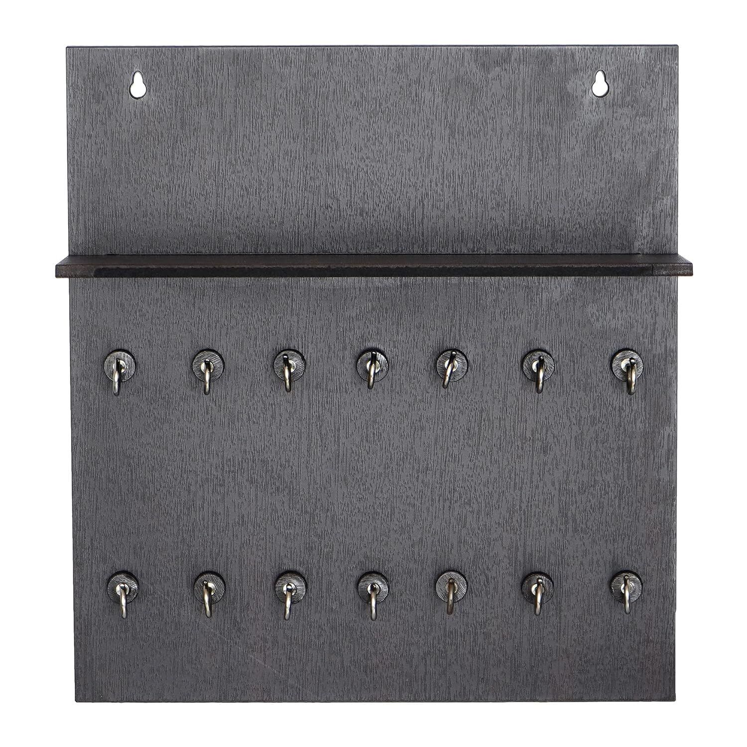 remium Wooden Key Chain Wall Hanging Board with 14 Hooks and Shelf ...