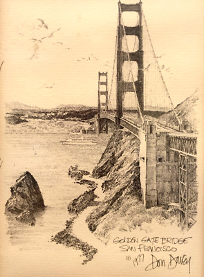 Golden Gate Bridge, San Francisco Pencil Drawing 1977-Don Davey | eBay