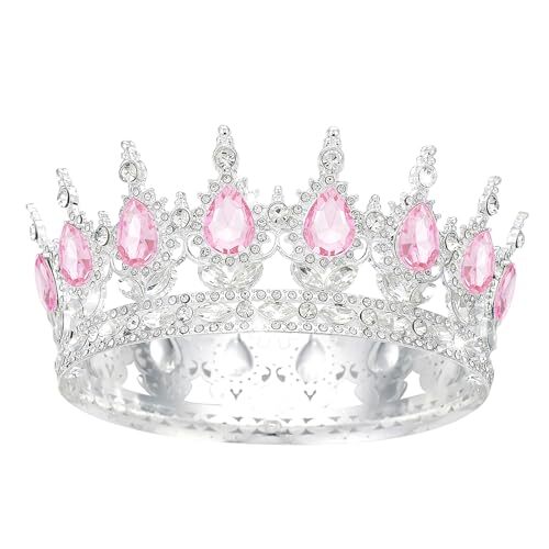 Queen Crown Rhinestone Wedding Crowns and Tiaras for Women Silver Pink ...
