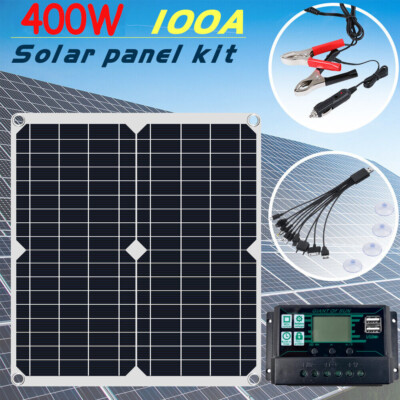 400 Watts Solar Panel Kit 100A 12V Battery Charger w/ Controller ...