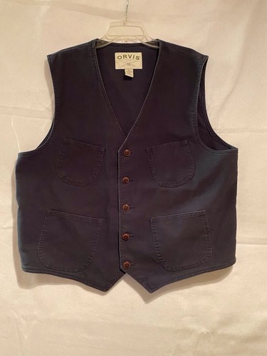 ORVIS Denim Navy Hunting Vest Sz XL OR-5E93 Multi Pockets Classic RN ...