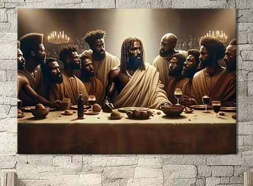 Modern Black Jesus Canvas Wall Art African American The Last Supper ...