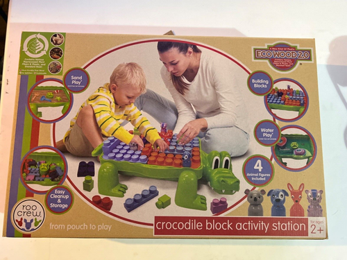 Roo Crew Crocodile Block Activity Station with Storage (20 Blocks + 4 ...