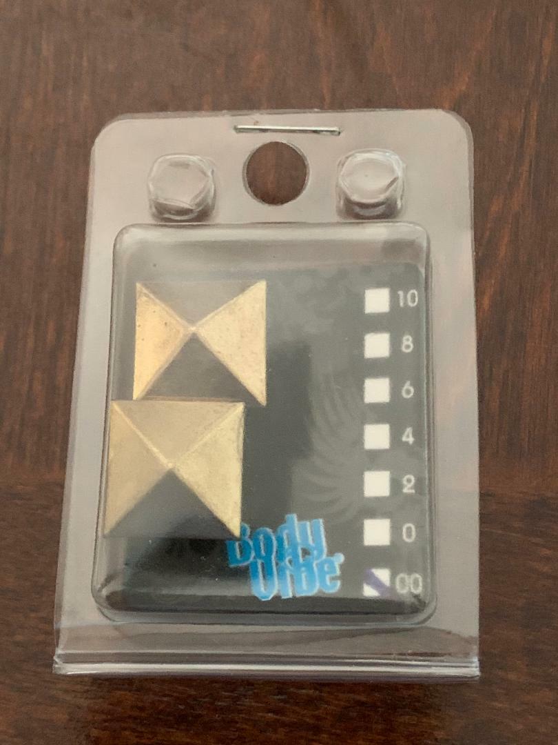 Body Jewelry-Single Flared Pyramid Plug With Brushed Gold Steel Finish ...