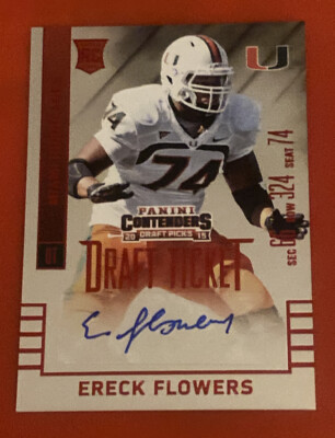 2015 Panini Contenders Draft Picks Ereck Flowers #174 Season Ticket ...