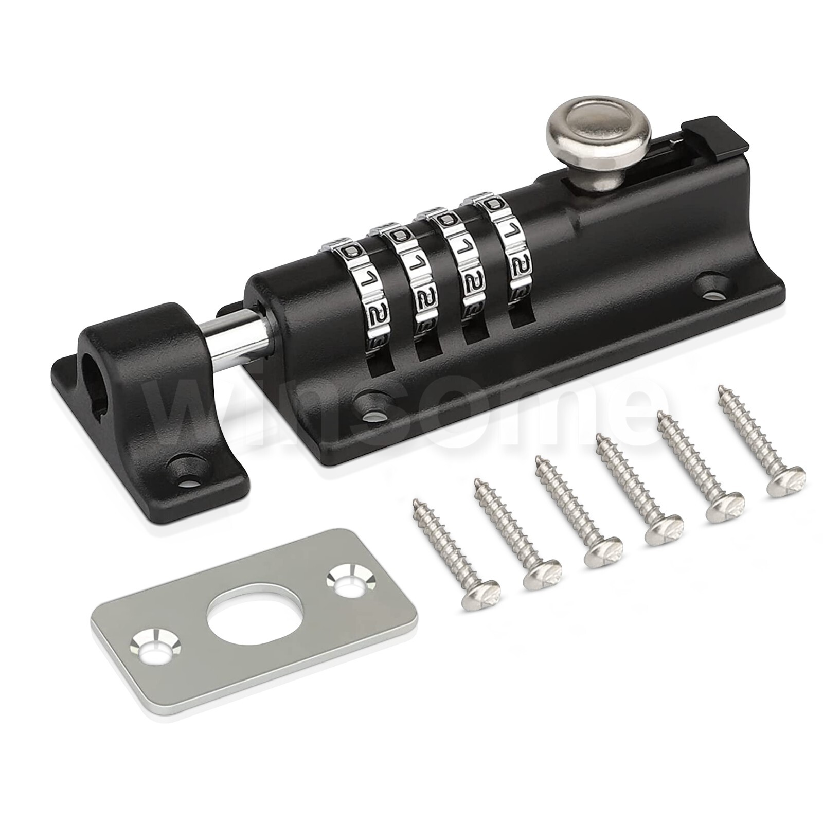 4 Digit Combination Slide Keyless Lock Security Pad Bolt Garden Door ...