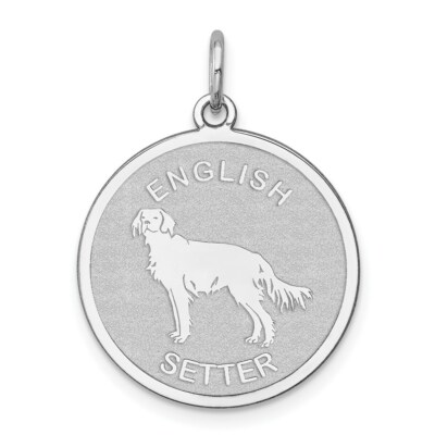 Sterling Silver English Setter Etched Disc Charm Pendant 1.02" | eBay