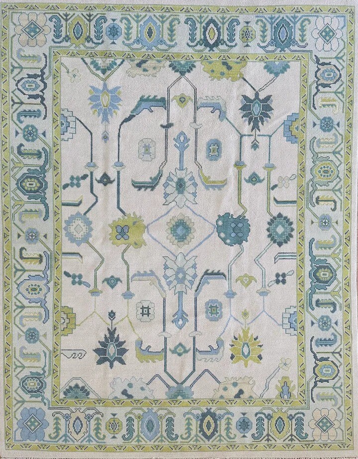 Geometric Oushak Turkish 5x8 ft. Wool Hand-made Area Rug Traditional ...