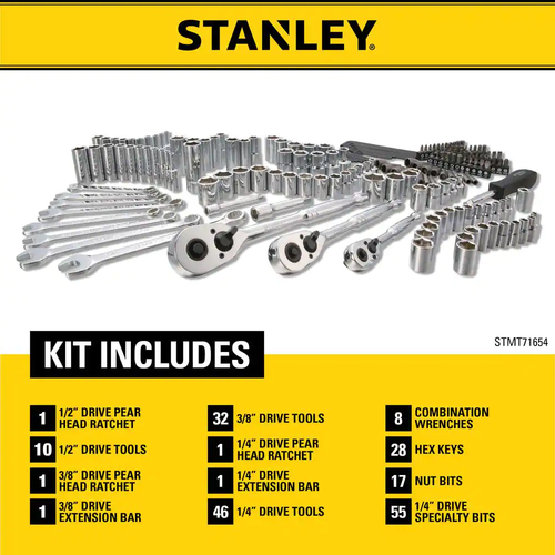 Stanley 201 Piece Mechanics Mixed Tools Set, Wrenches, Sockets, Ratchet ...