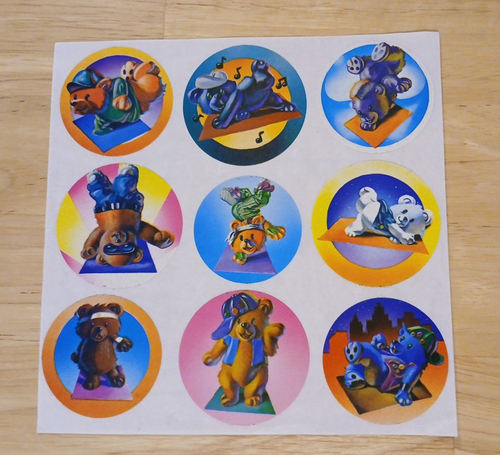 Vintage 80s Stickers Breakdancing Bears Music Dance Round Lot Of 9 Rare ...