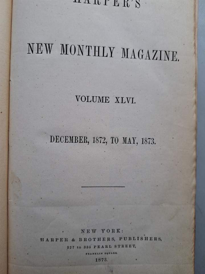 Harpers Monthly Magazine TWO Bound Volumes December 1872 to November ...