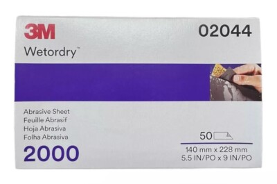 3M 02044 Wetordry Abrasive Sheet 2000 Grit 5 1/2 in x 9 in (50 sheets ...