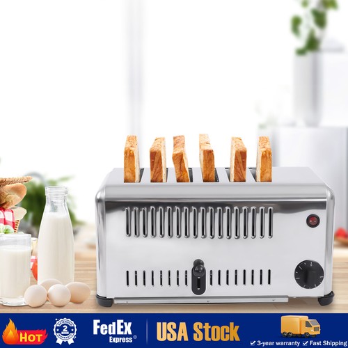 Commercial Stainless Steel Electric 6 Slice Toaster Machine Cool Touch ...