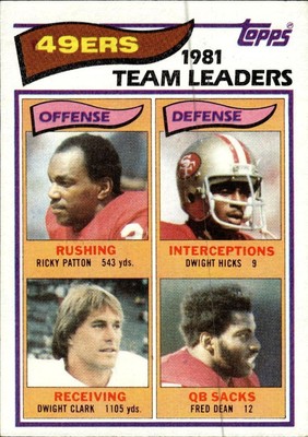 1981 49ERS TEAM LEADERS 1982 Topps Football #477 BUY ANY 2 ITEMS FOR 50 ...