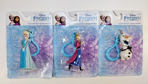 3 Disney Frozen Figurine BackPack Clip On Keychains Elsa Anna Olaf | eBay