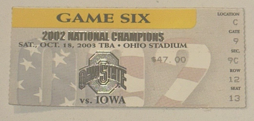 Iowa Hawkeys at Ohio State Buckeyes NCAA College Football Ticket Stub ...