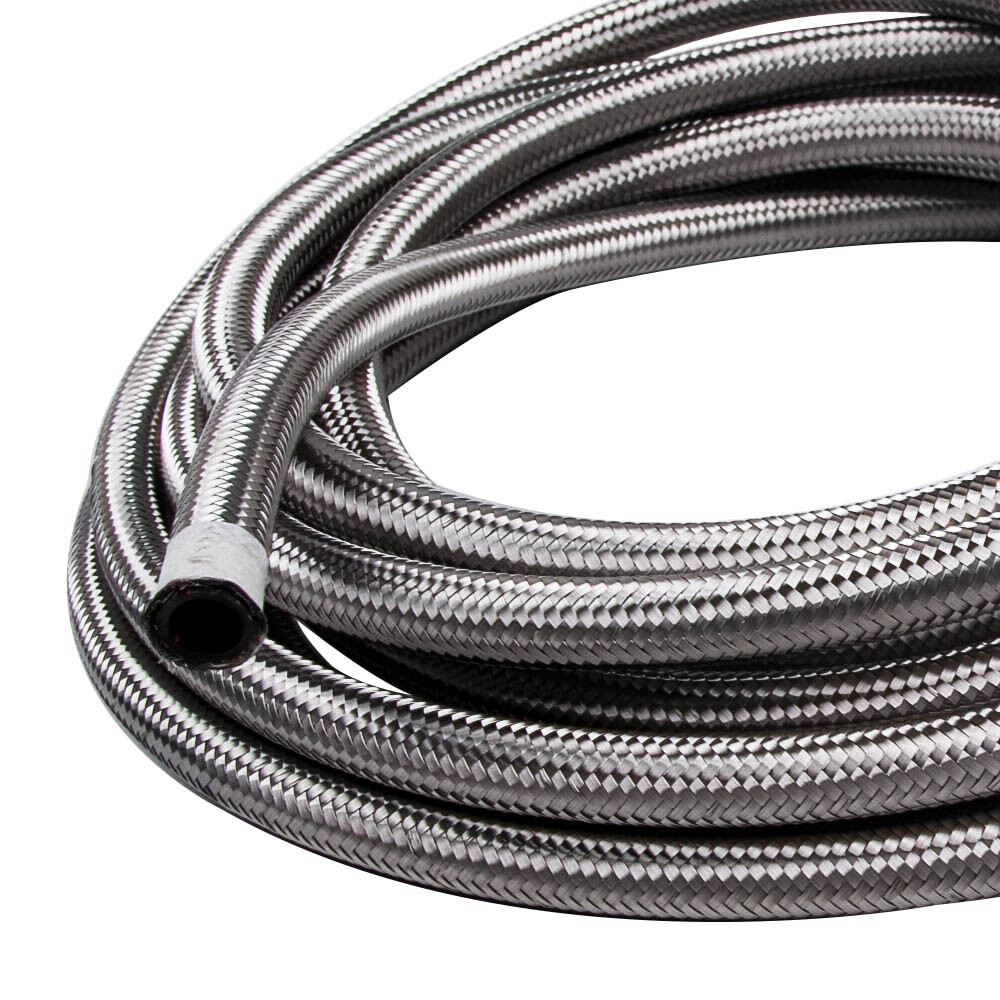 Uni. AN8 Nylon Stainless Steel Braided Fuel Oil Line Hose 20 Feet 6 ...