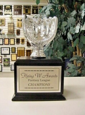 FANTASY BASEBALL TROPHY PERPETUAL MITT SILVER RESIN AWARD 16 YEAR # | eBay
