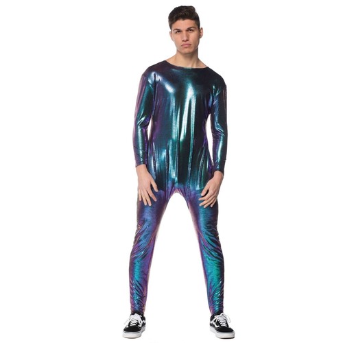 Adult Mens Fantasy Iridescent Halloween Dragon Alien Rave Costume Blue ...