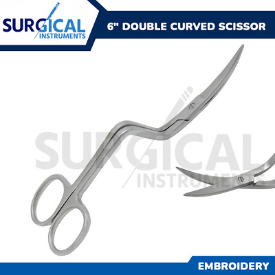 6" Large Double Curved Scissors - Stainless Embroidery Supplies German ...