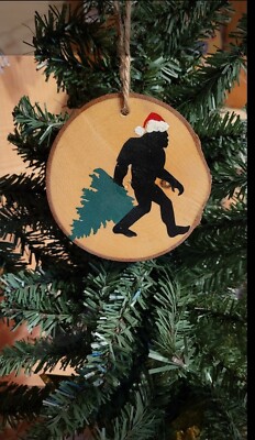 Santa Bigfoot Christmas Tree Handcrafted Ornament wooden rustic ...