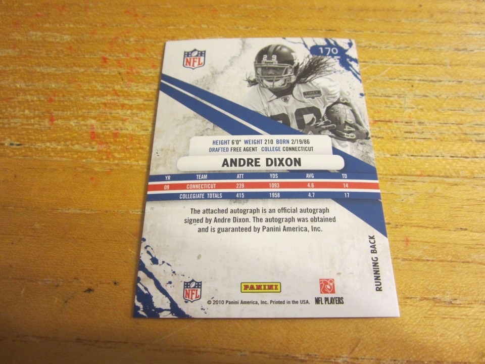 Andre Dixon 2010 Rookies and Stars Longevity Autographs #170 #'d 234/ ...