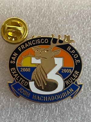 Vntg Elks BPOE Pin Lodge# 3 San Francisco Exalted Ruler Josh ...