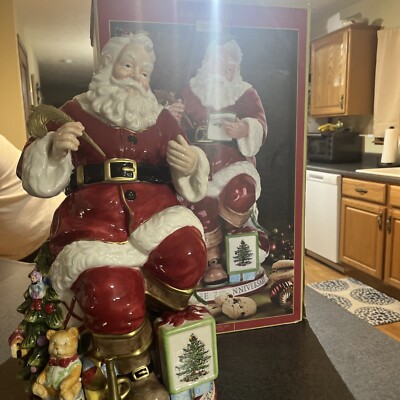Spode Ceramic Christmas Tree Santa 75th Anniversary Cookie Jar with Box ...