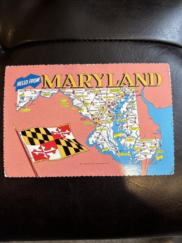 Hello From Maryland Old Line Free State Map Flag Annapolis USA Vintage ...