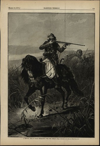 Bedouin Arab Firing Rifle riding Horseback Jordan Middle East 1877 ...