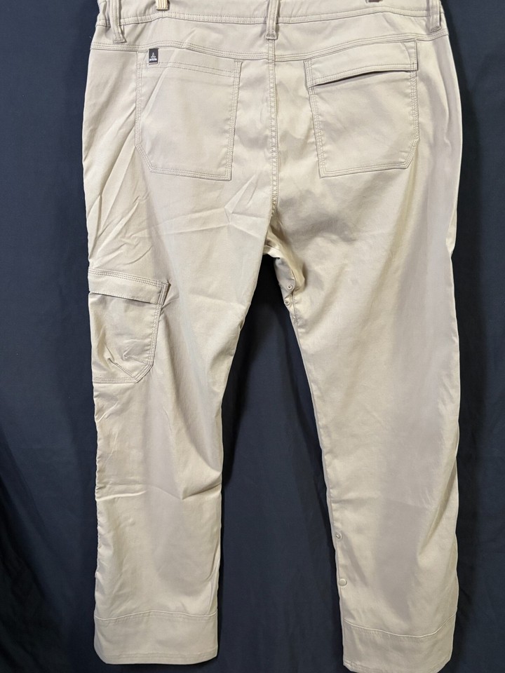 Prana Stretch Pants II Mens Size 40x32 Beige Belted Roll Up Chino ...