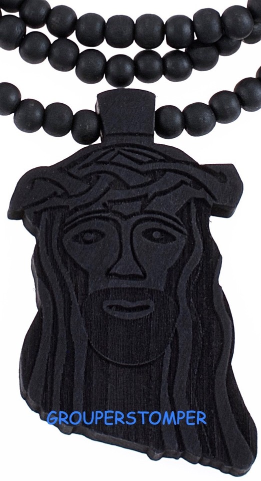 Jesus New Wood Style Pendant with 36 Inch Bead Chain or Jesus Rosary ...