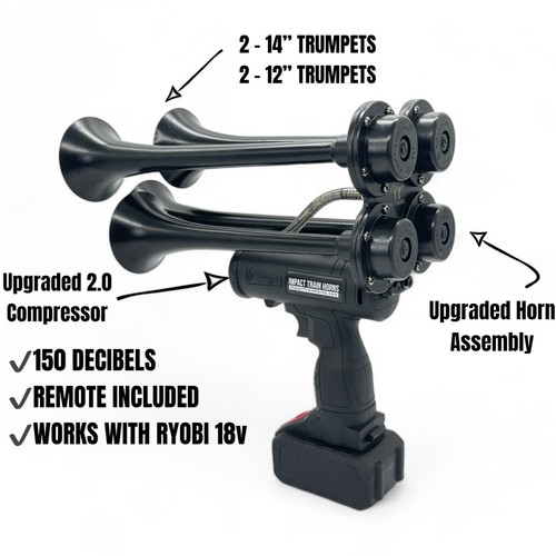 Premium Quad Train horn + Wireless Remote Control + Battery/ Charger | eBay