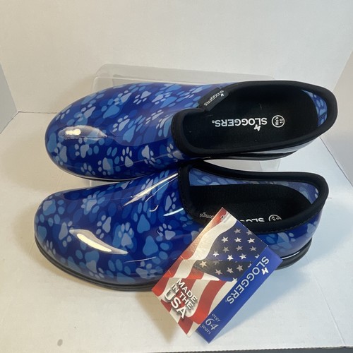 NEW SLOGGERS Woman's Garden Clogs Shoes Blue Dog's Paw Print Size 10 | eBay
