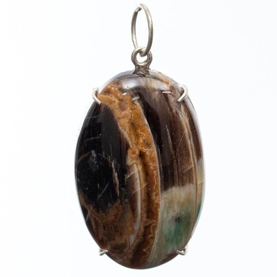 RARE Collawood Sterling Silver pendant petrified colla wood azurite 33 ...