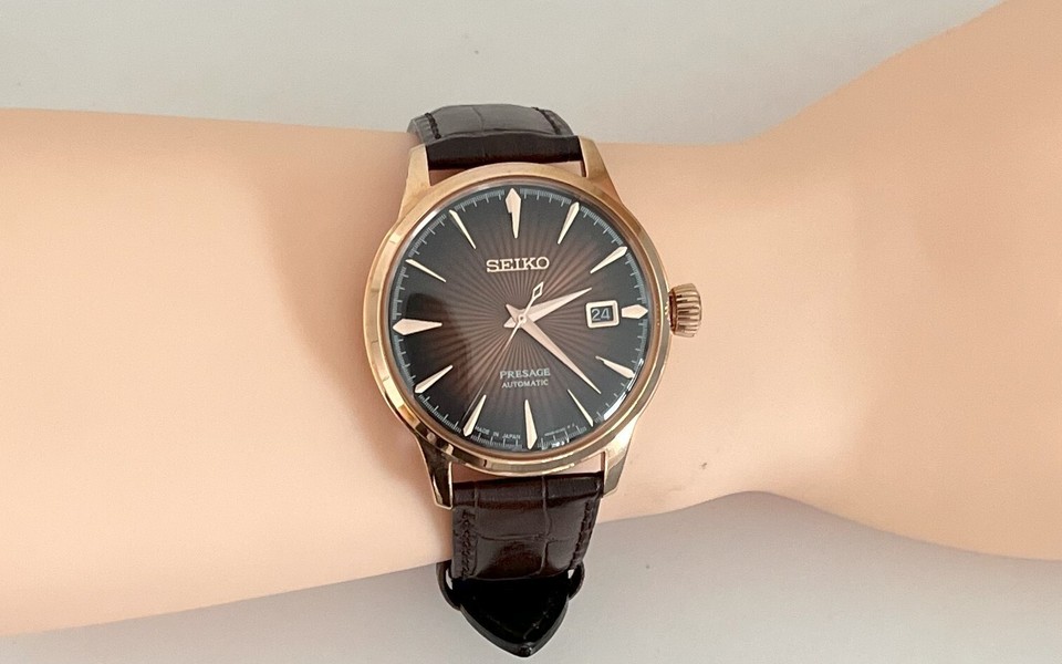 Seiko Presage 4R35-01T0 Automatic Amber Sunburst Dial Rose Gold – Japan ...