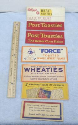 VINTAGE LOT OF 7 CEREAL BOX TOPS Post Toasties Quaker Kellogg's ...
