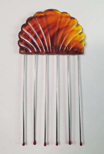 Celluloid 6 Tine Carved Hair Fan Comb Hong Kong Vintage Brown Gold ...